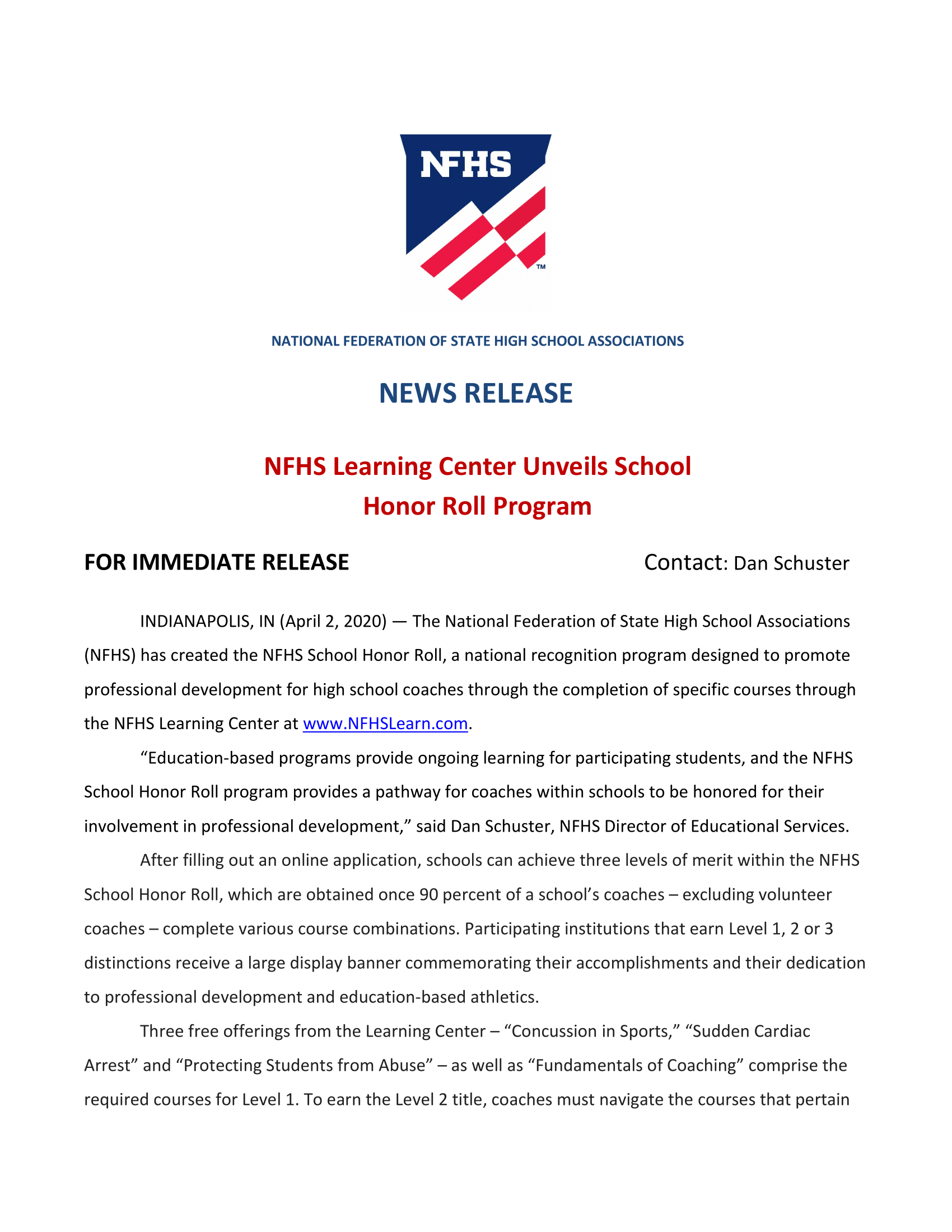 NFHS Learning Center Unveils School Honor Roll Program - CIF Southern Section