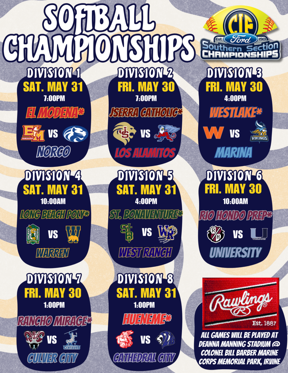 2025 CIF-SS Ford Softball Championship Schedule - CIF Southern Section